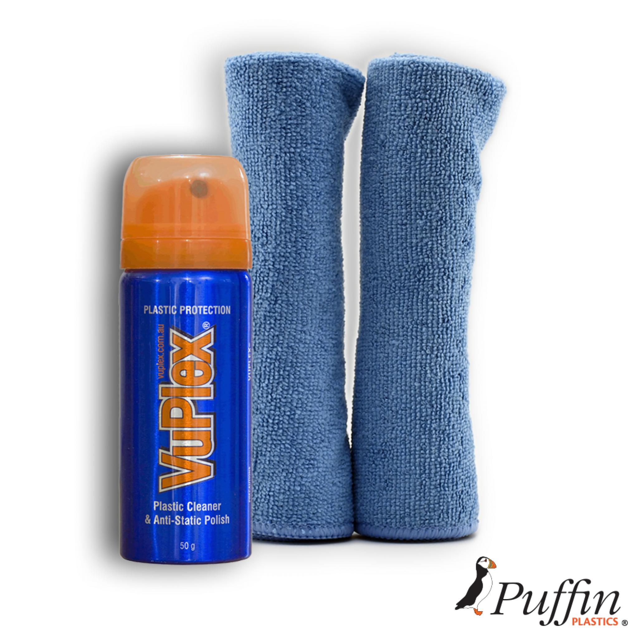 VuPlex Anti-Static Polish - With 2x Microfibre Cloths | Puffin Plastics