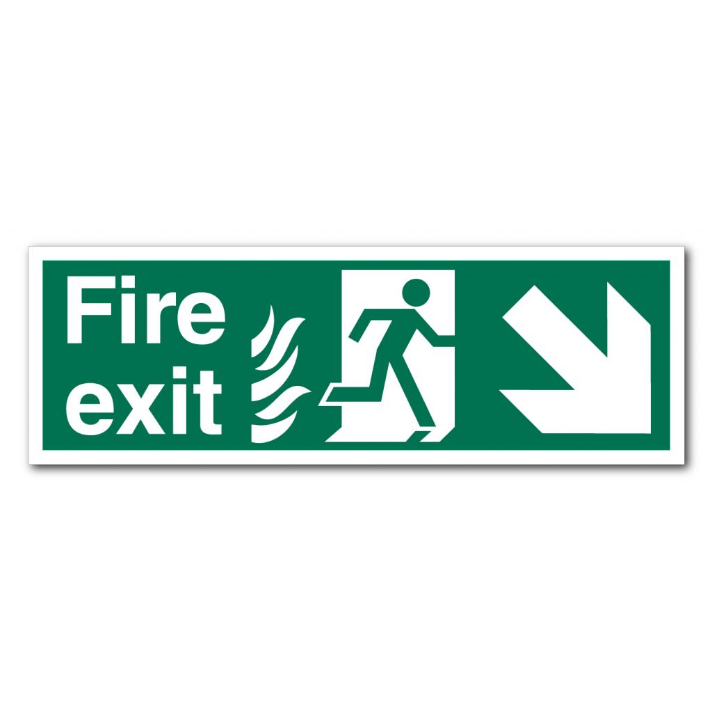 Safety Signs - Safety Condition Signs - Fire Exit Down Right NHS Sign