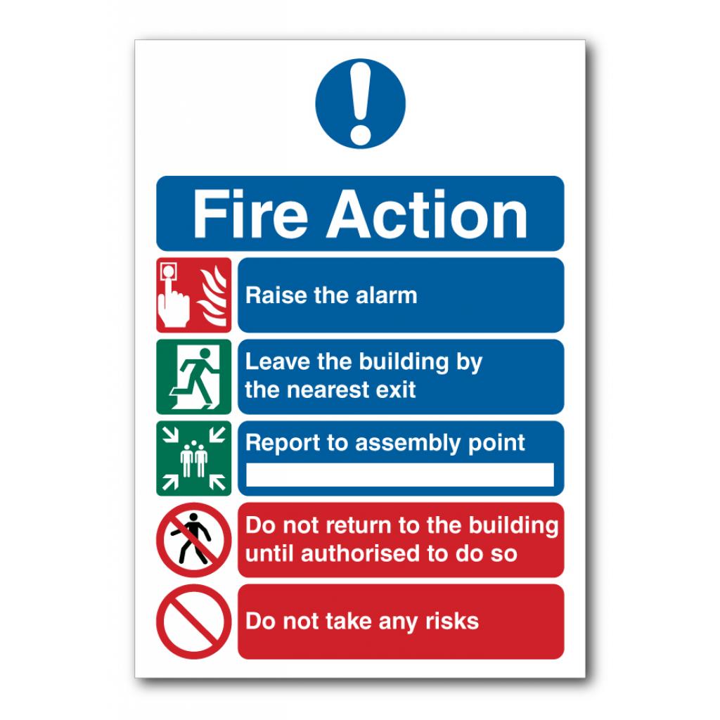 Fire Action Notice 5 Points Sign | Puffin Plastics