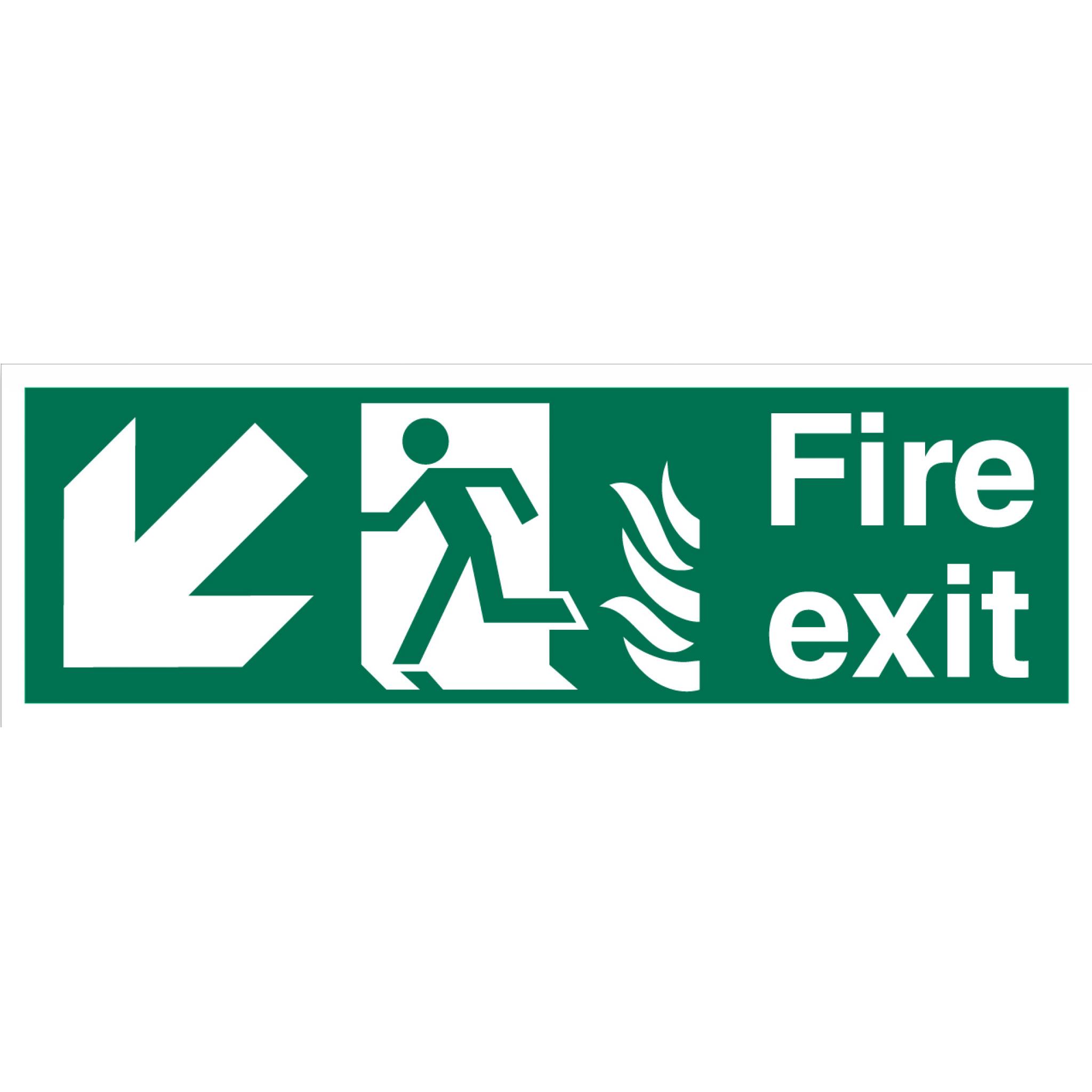 Safety Signs - Safety Condition Signs - Fire Exit Down Left NHS Sign