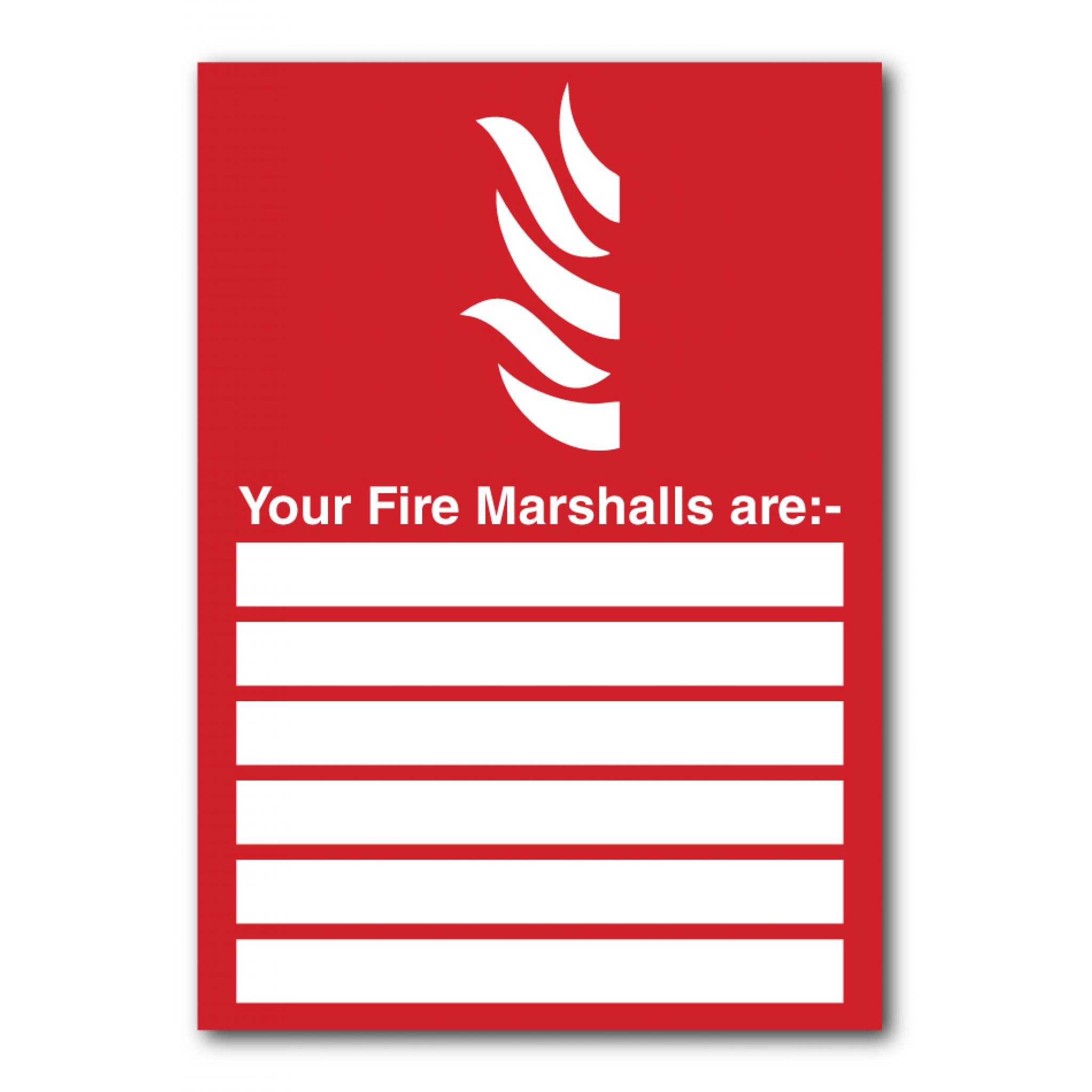 Fire Safety Equipment Signs - Your Fire Marshalls Are | Puffin Plastics