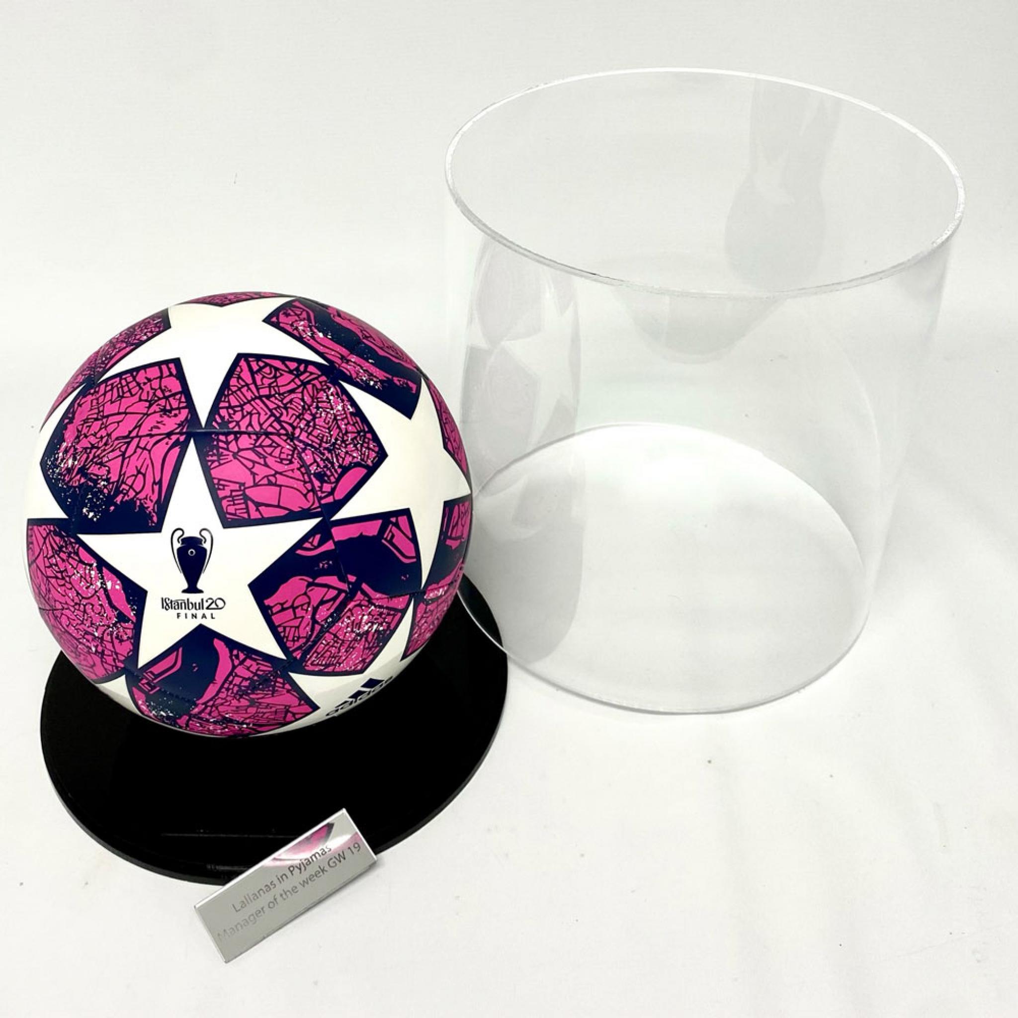 Cylindrical Football Display Case | Puffin Plastics