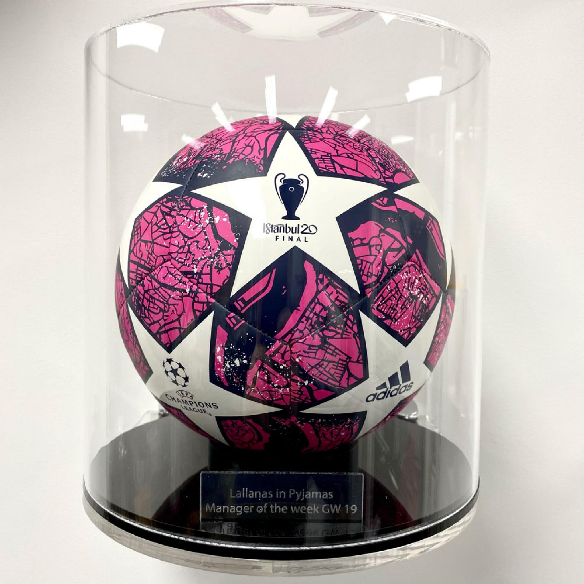 Cylindrical Football Display Case | Puffin Plastics