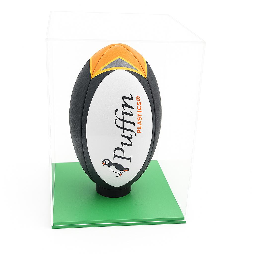 Deluxe Acrylic Rugby Ball Case - Colour Base | Puffin Plastics